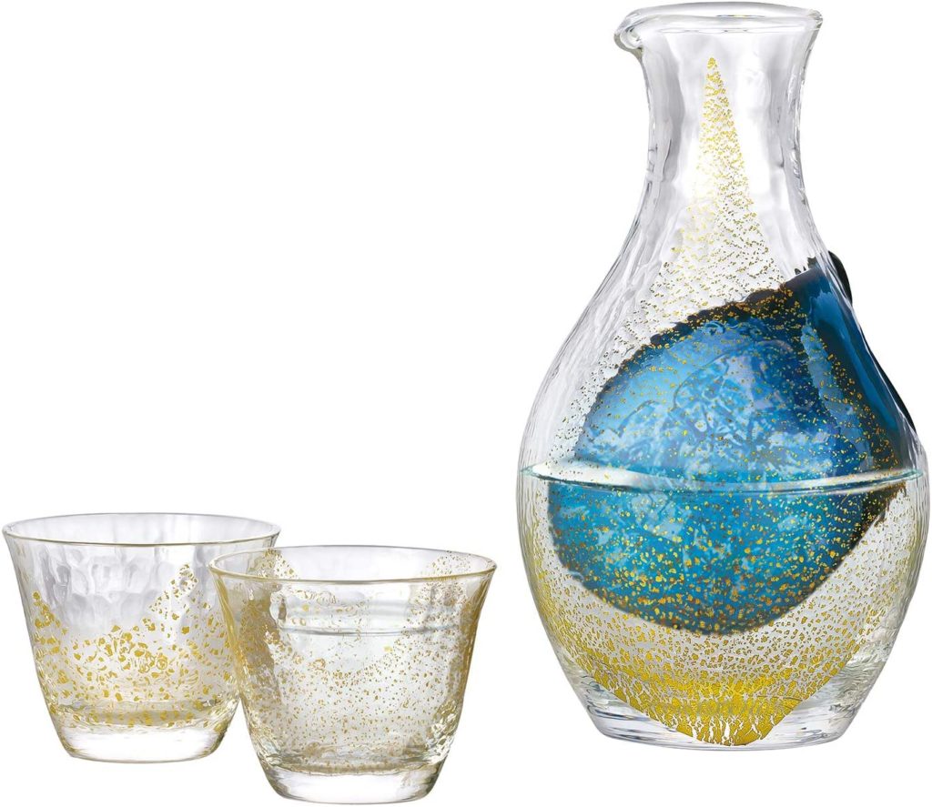 Cold sake glass Japanese SAKE bottle, SAKE cup Gold Leaf Carafe Made in ...