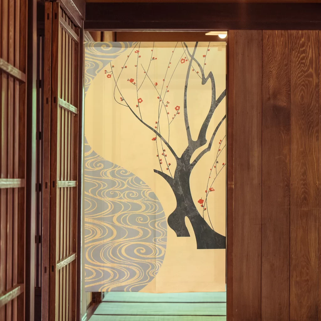 Noren Tapestry Red Plum Made in Japan | Tokyo Store | Tatami Mat, Sake Cup