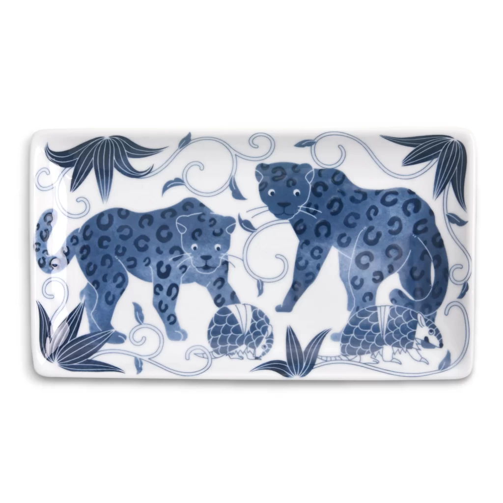 Hasami ware Japanese long rectangle plate leopard made in Japan | Tokyo ...
