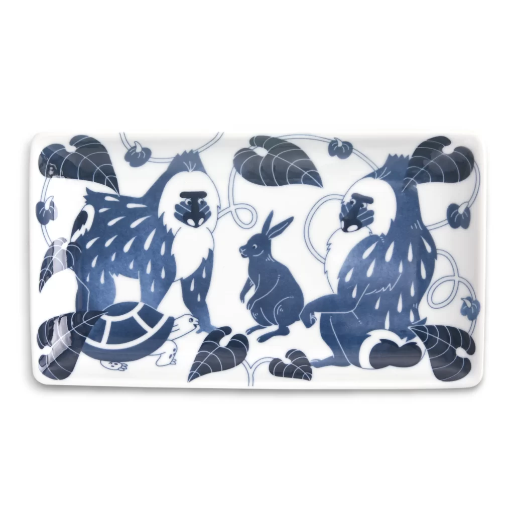 Hasami ware Japanese long rectangle plate Mandrill Made in Japan ...