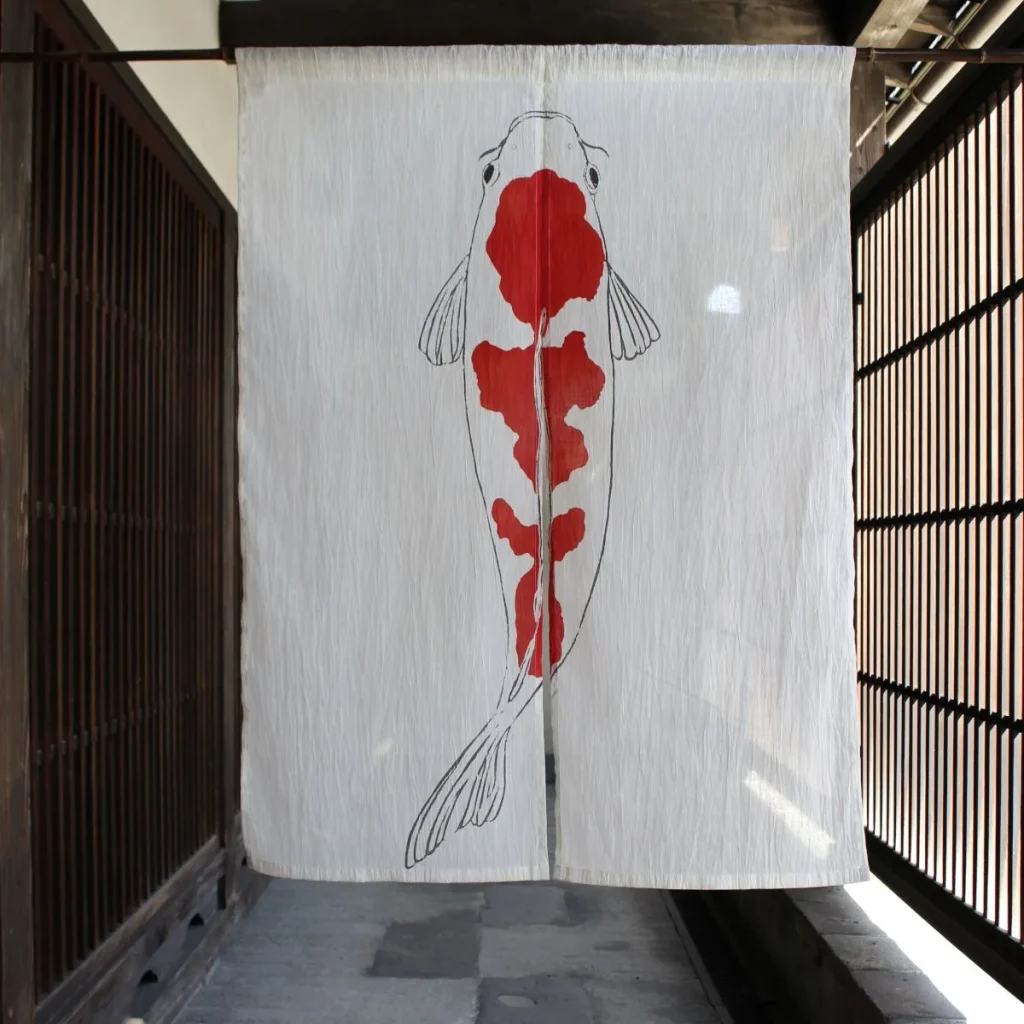 Hemp Noren Tapestry Curtain Nishikigoi carp Unbleached Made in Japan ...