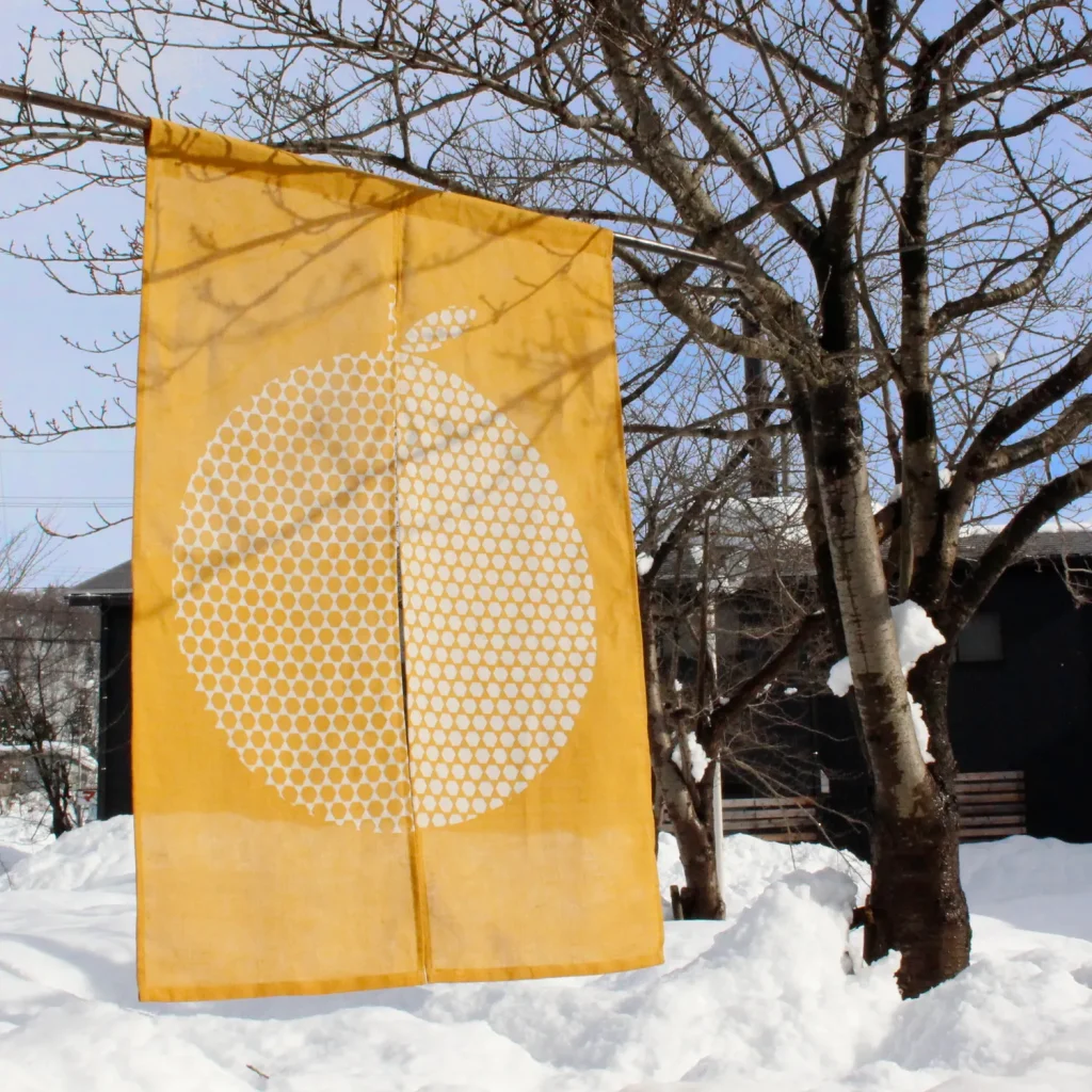 Hemp Noren Tapestry Curtain Tortoiseshell Apple Ibira Weaving Mustard ...